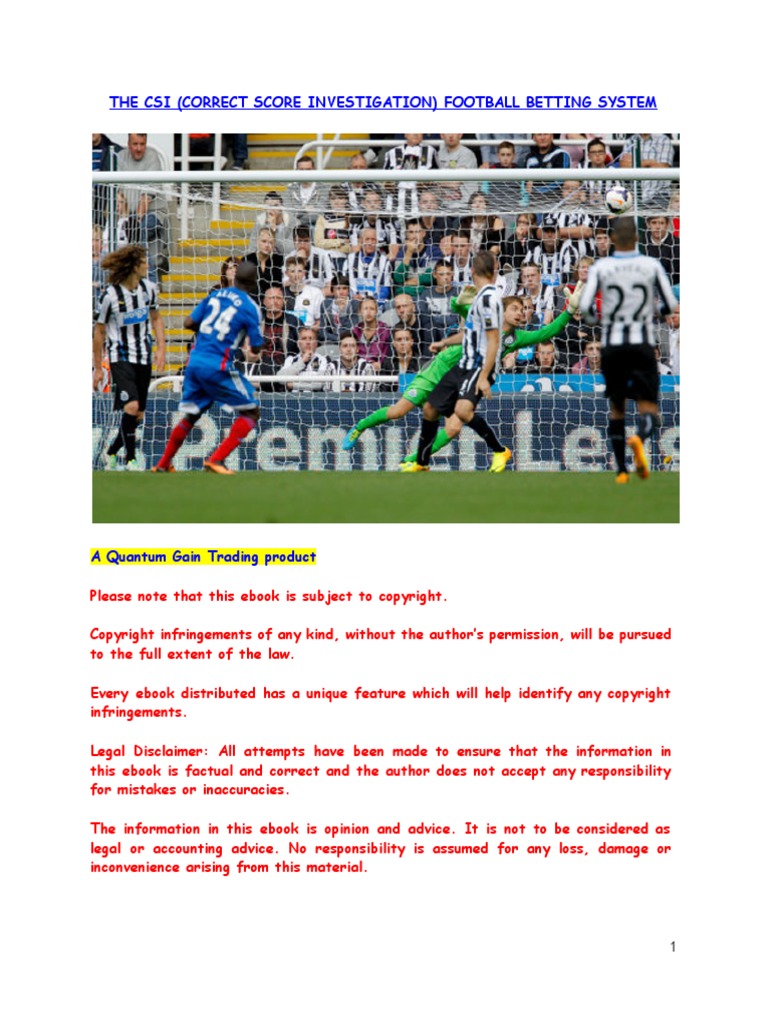The Csi (Correct Score Investigation) Football Betting System | PDF ...