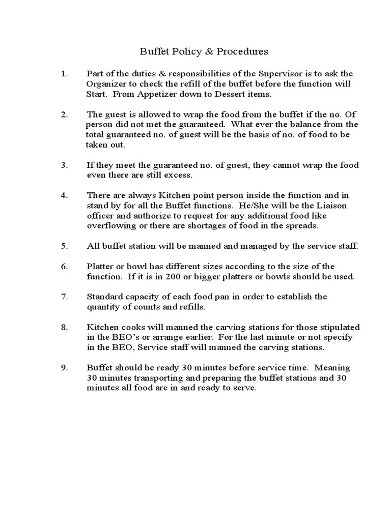 Buffet Policy | PDF