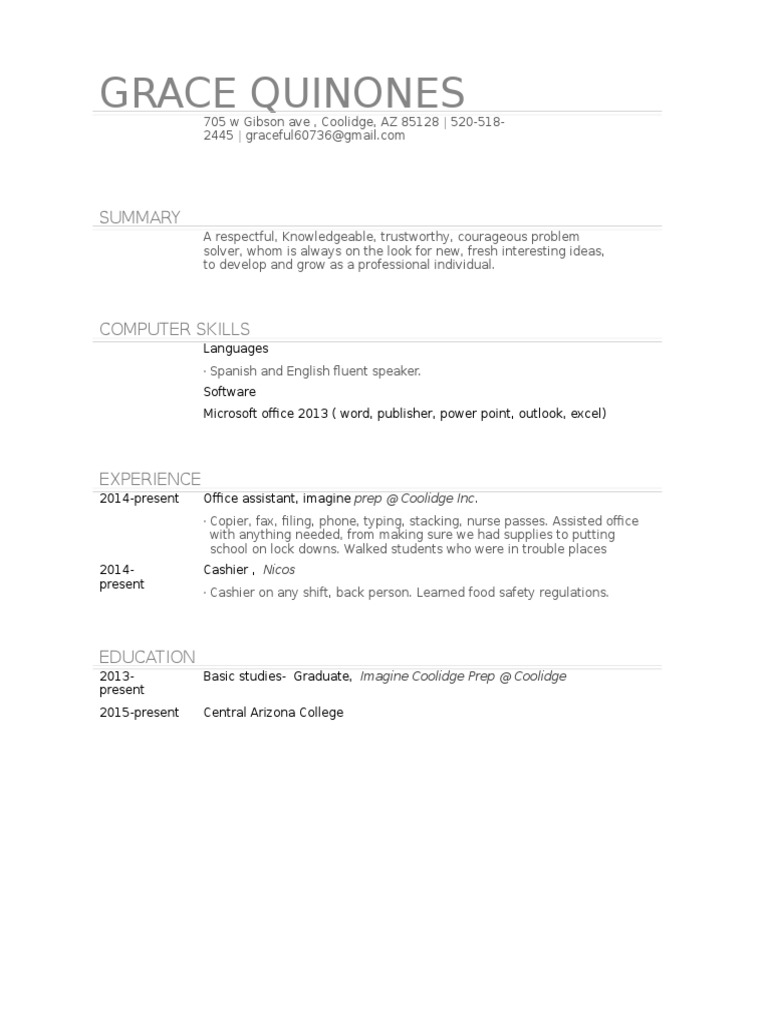 Grace Quinones: Professional Profile | PDF