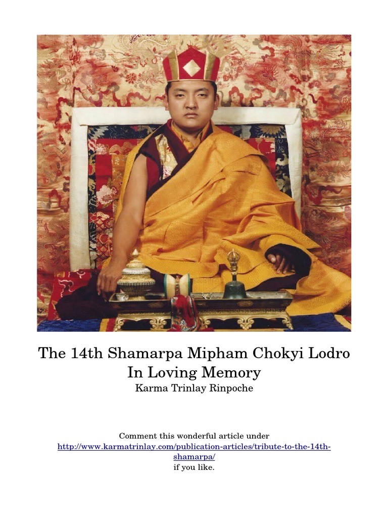 The 14th Shamarpa Mipham Chokyi Lodro in Loving Memory Karma Trinlay ...