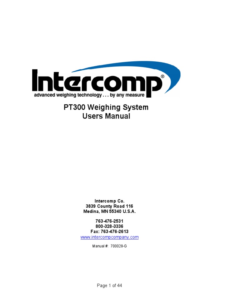 INTERCOMP Pt300 Users Manual Rev G | PDF | Calibration | Battery (Electricity)