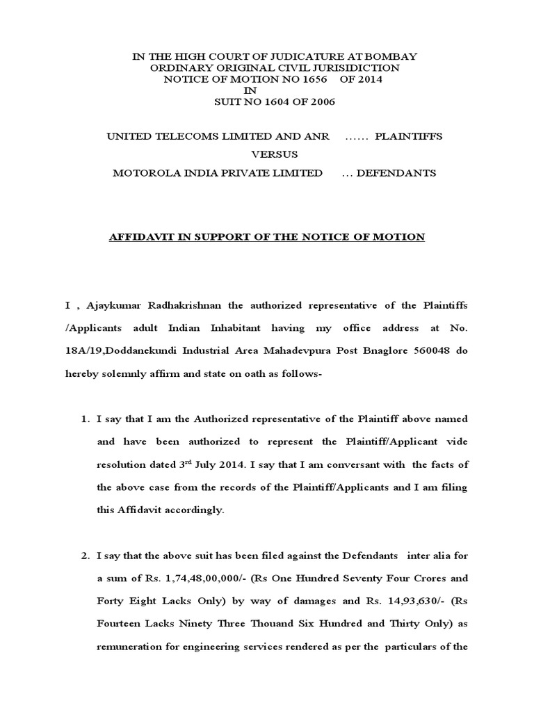 Additional Affidavit | Lawsuit | Judiciaries