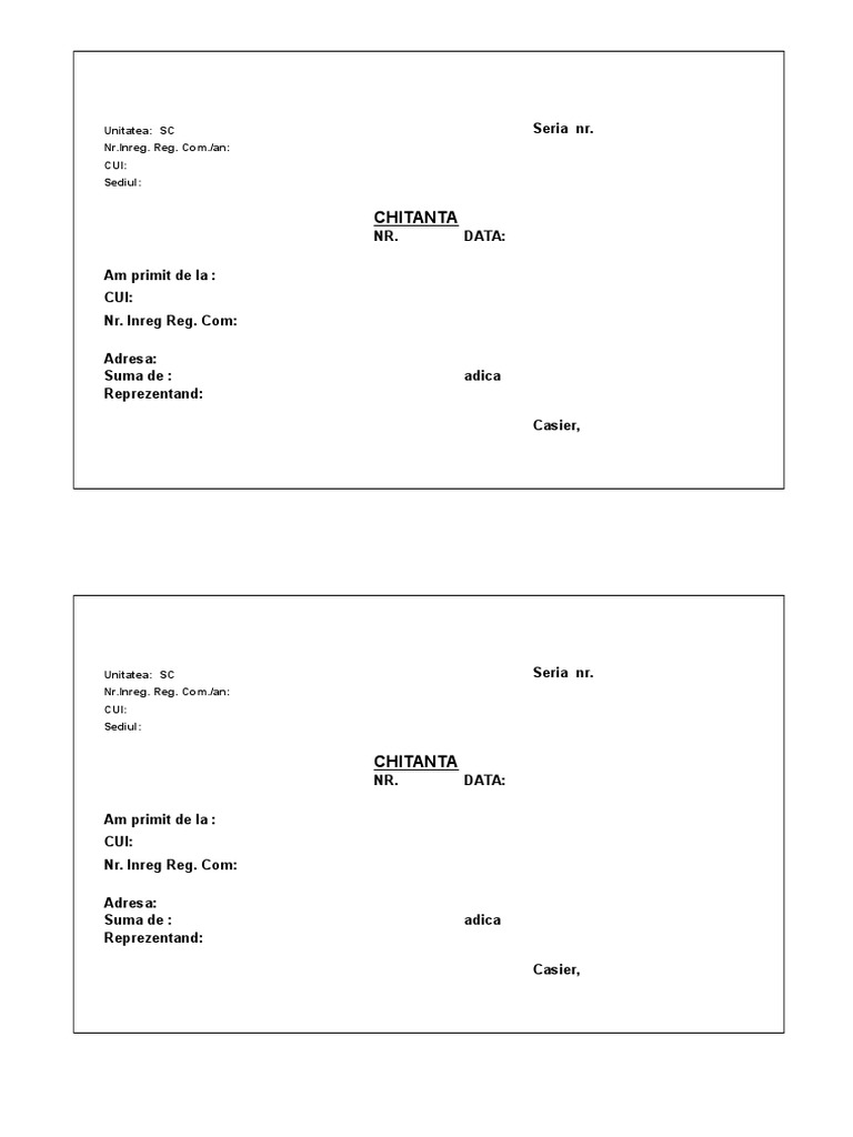 Model Chitanta Word | PDF