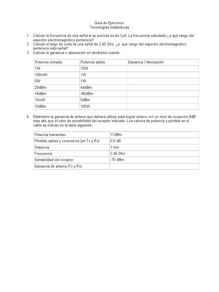 1-2 GuiaLab Ejercicios | PDF | Inalámbrico | Antena (Radio)