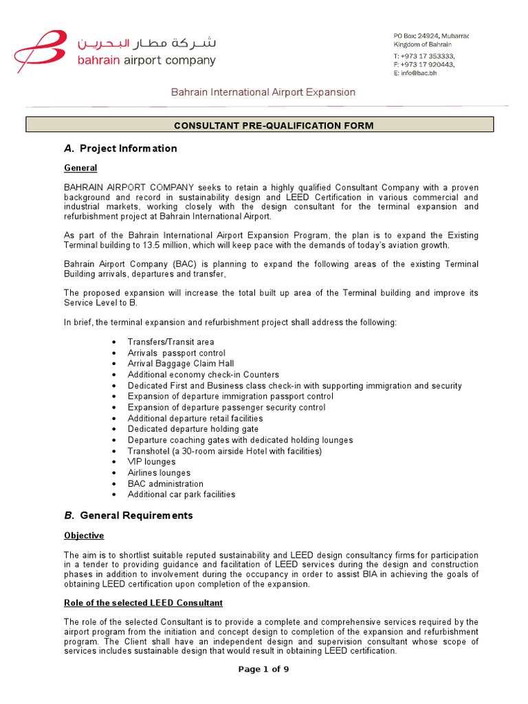Consultant Pre-Qualification Form | PDF | Leadership In Energy And ...