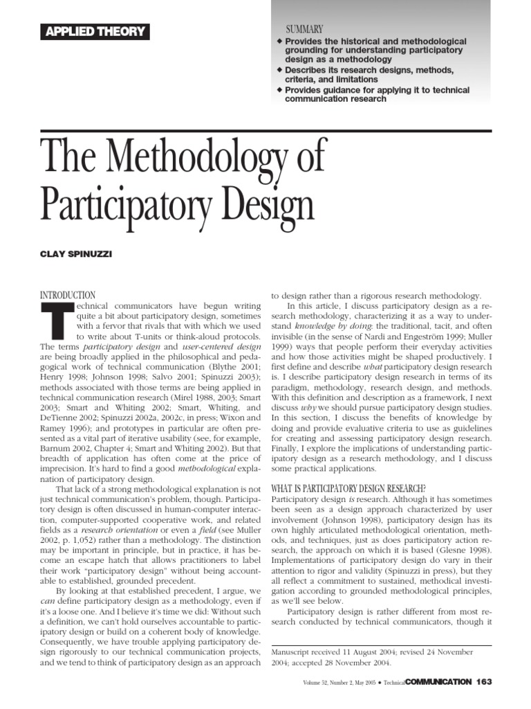 Spinuzzi Methodology of Participatory Design s5 PDF | PDF | Ethnography ...