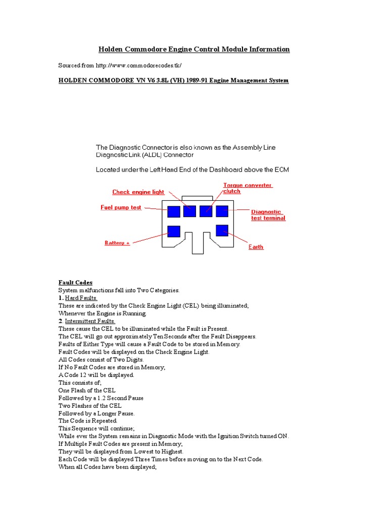 Holden Commodore Engine Control Module Information | PDF | Ignition ...