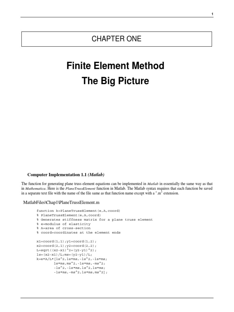Finite Element Method The Big Picture: Chapter One | PDF | Degrees Of ...