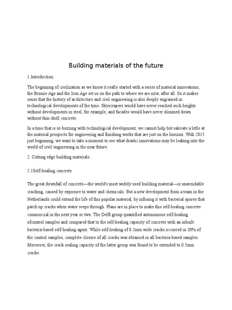 Future Building Materials Innovations | PDF | Nanotechnology | Nanoparticle