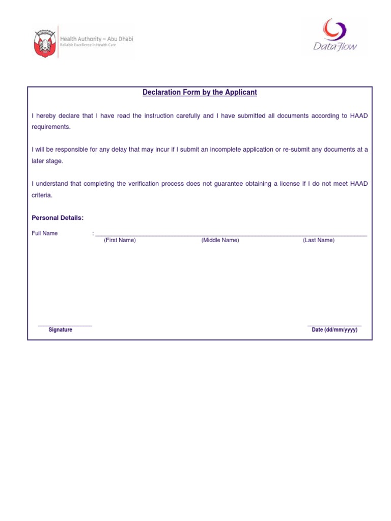 Applicant Declaration Form | PDF