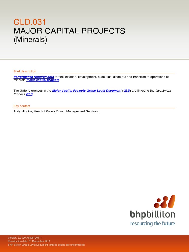 GLD.031 Major Capital Projects (Minerals) | PDF | Joint Venture | Mining