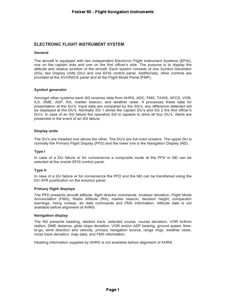 Fokker 50-Flight Navigation Instruments | PDF | Altimeter | Measuring ...