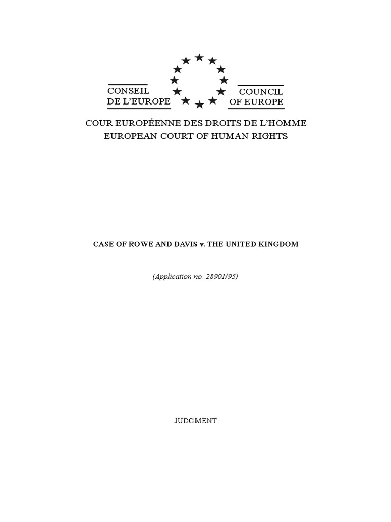 Case of Rowe and Davis v. The United Kingdom | PDF | Prosecutor ...