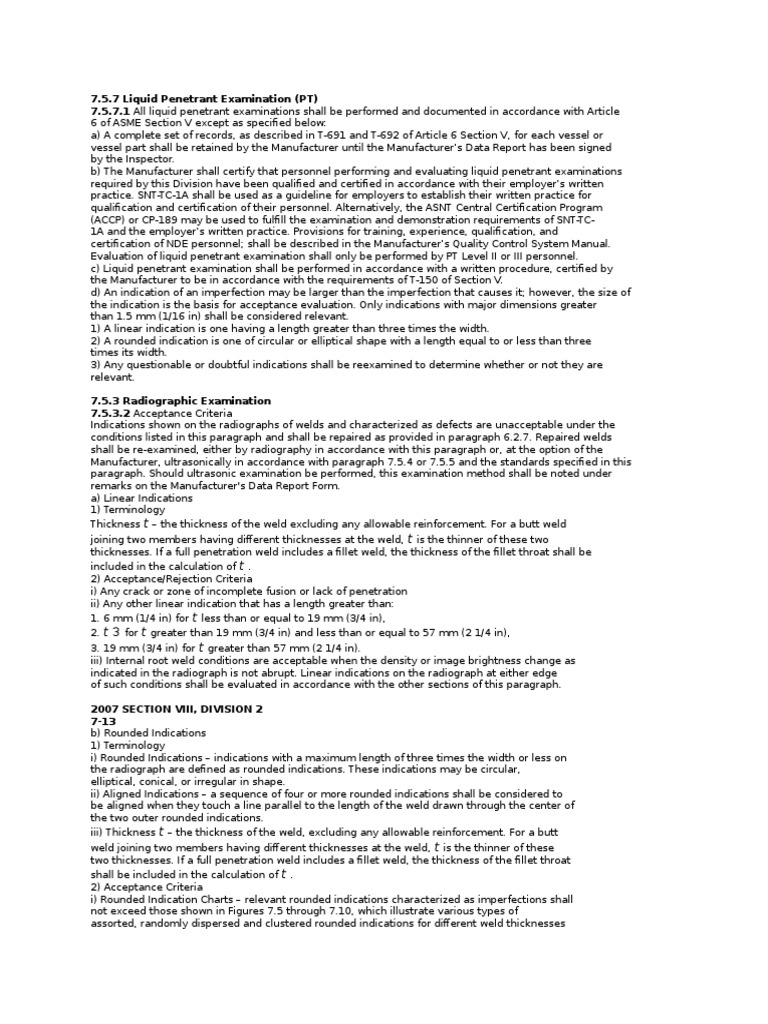 Acceptance Criteria For RT and DPT | PDF | Welding | Construction