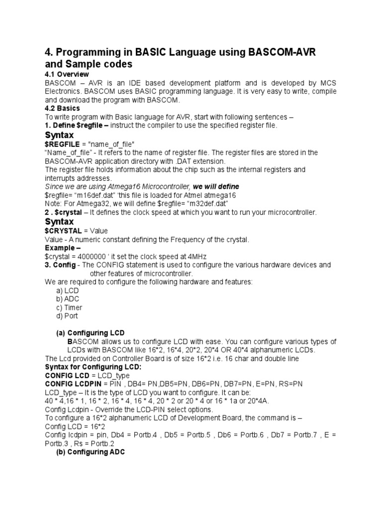 Bascom Coding | PDF | Control Flow | Microcontroller