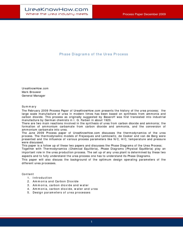 2009 12 Brouwer UreaKnowHow - Com Phase Diagrams of The Urea Process ...