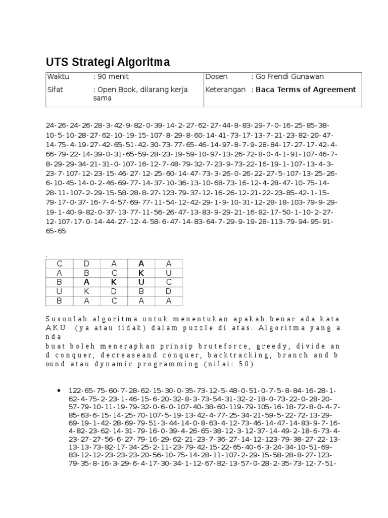 13+ Contoh Soal Strategi Algoritma - Contoh Soal Terbaru