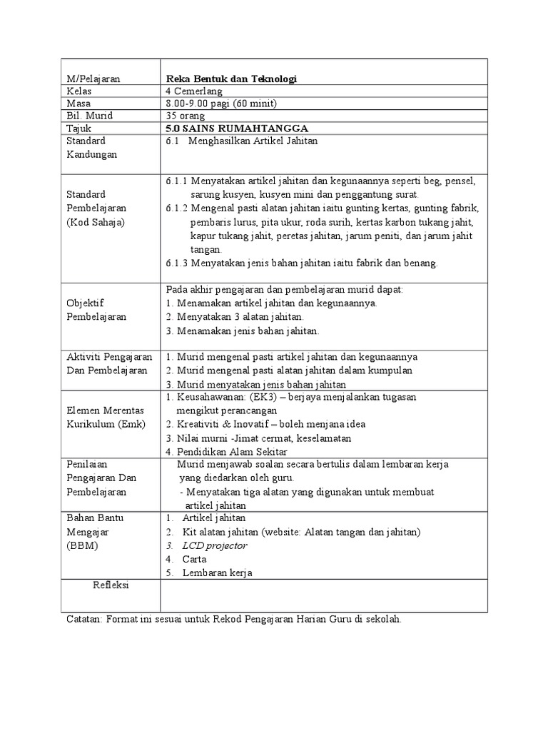 Contoh RPH RBT SRT THN 4 | PDF