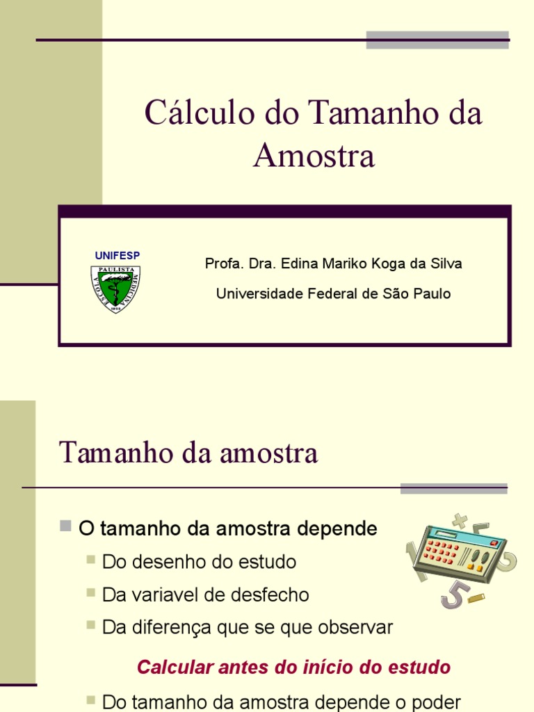 Calculo Tamanho Da Amostra | PDF | Desvio padrão | Análise estatística