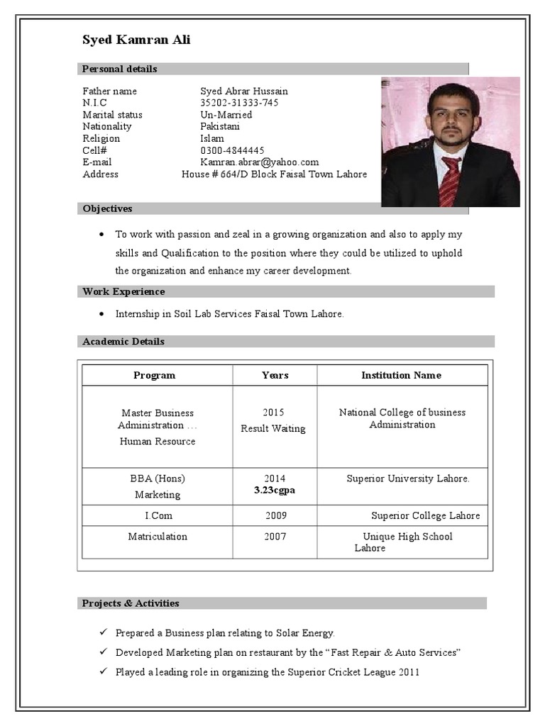 Syed Kamran Ali - CV & Professional Profile | PDF