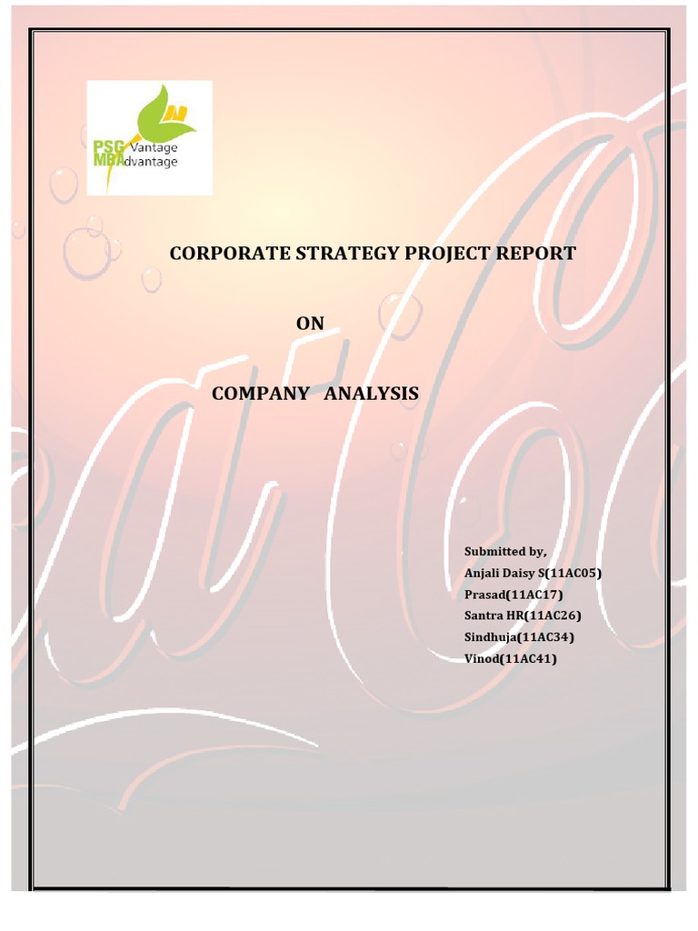 Corporate Strategy Project Report | PDF | Pepsi Co | Cola