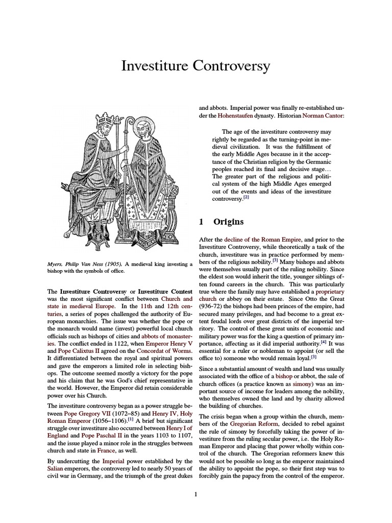 Investiture Controversy | PDF | Catholic Church | Holy See