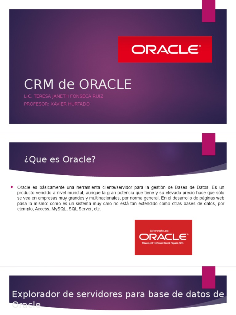 CRM de Oracle | Oracle Corporation | Gestión de la relación con el cliente