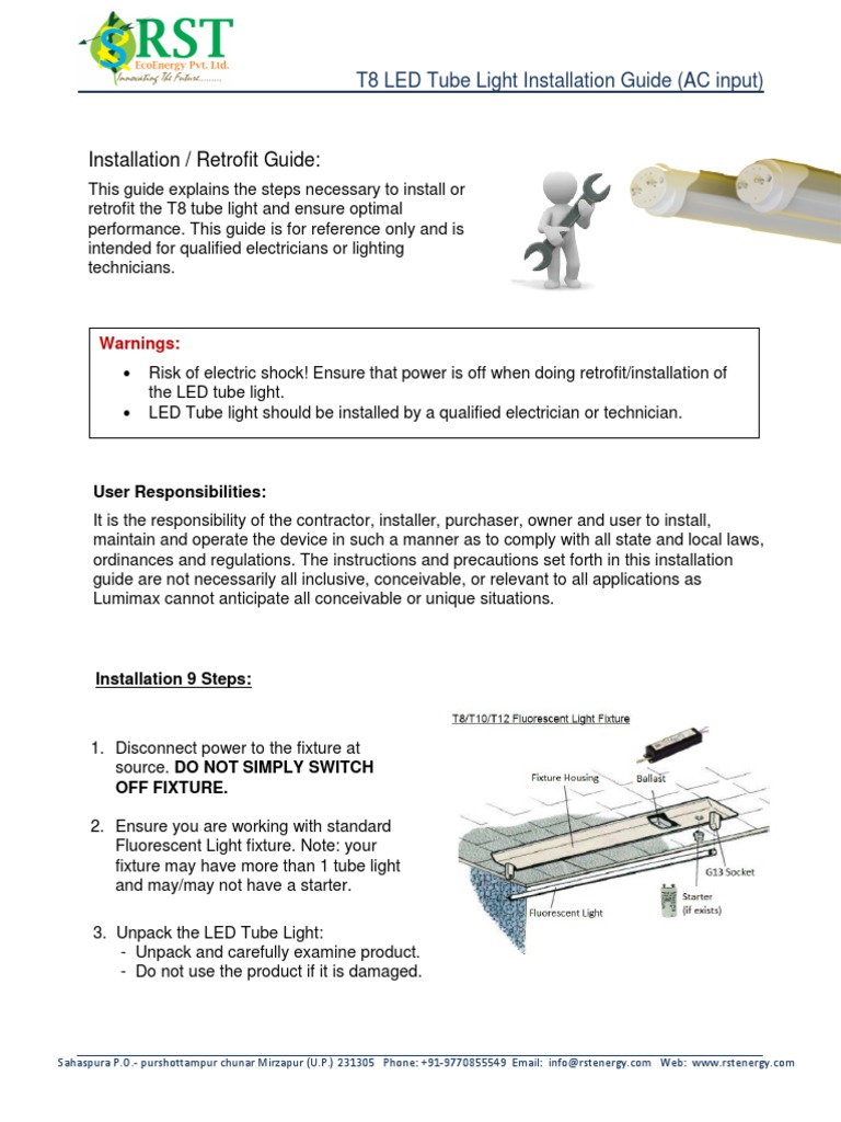 T8 LED tube installation guide | PDF