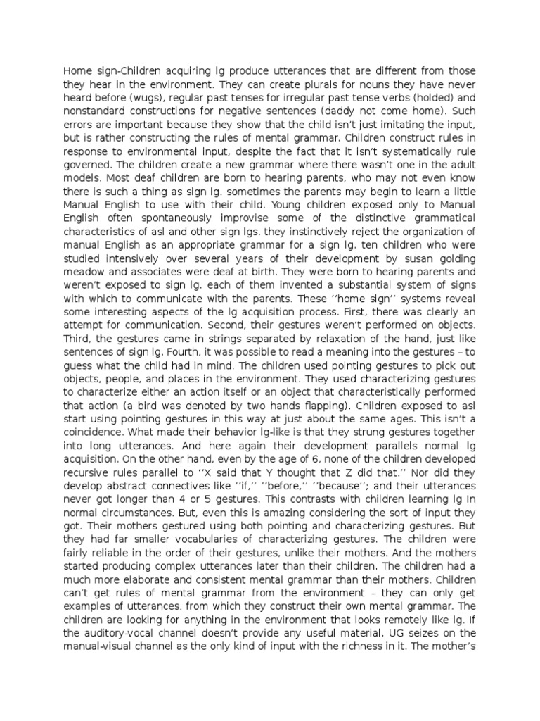 Home sign, Hawaiian Creole and Pidgin | Language Acquisition | English ...