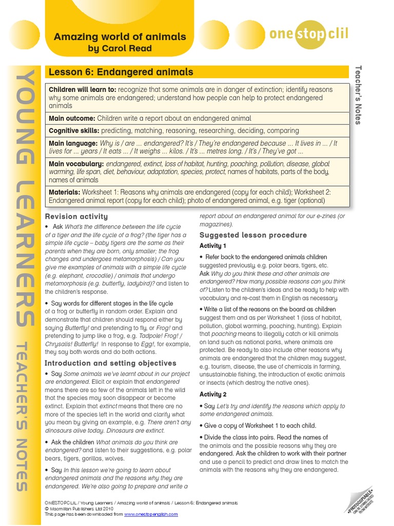 Endangered Animals. AWA - Lesson6 PDF | PDF