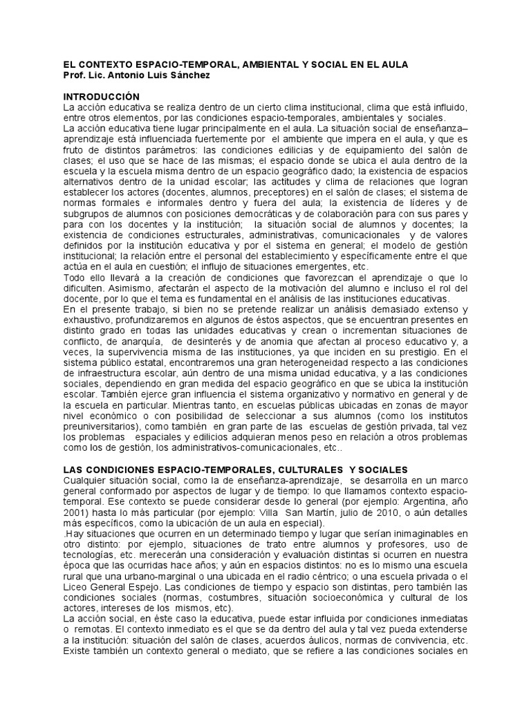 Ie43 - El Contexto Espacio Temporal en El Aula - A.L. Sánchez ...