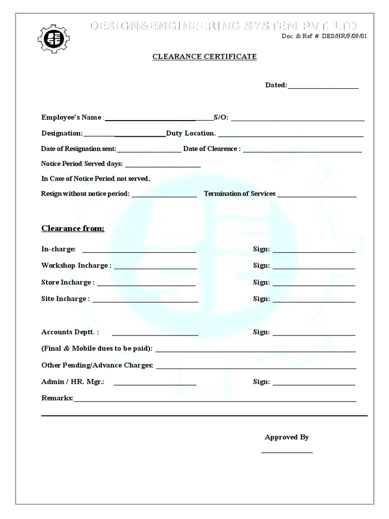 Employee Clearance Form | PDF | Finance & Money Management