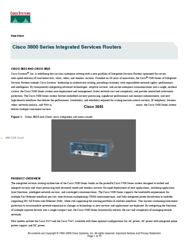 Cisco 3825 Router Product Data Sheet | PDF
