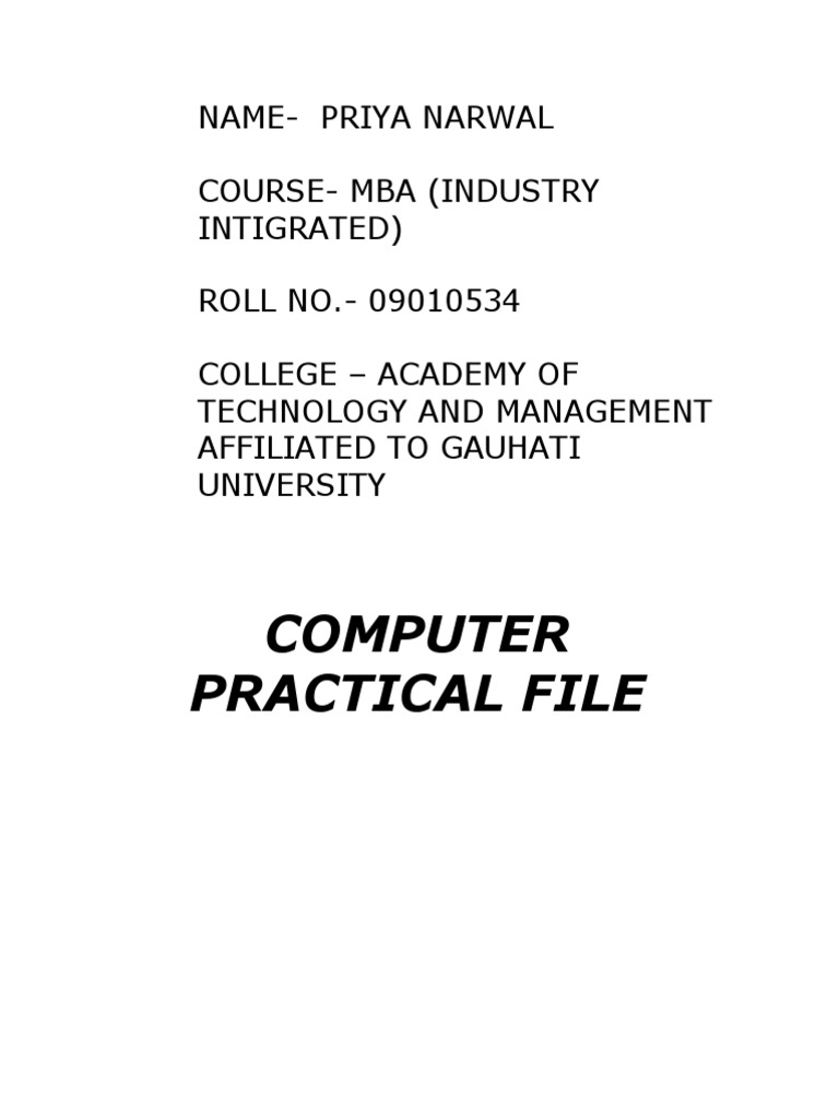 Computer Practical File | PDF | Microsoft Word | Computer File