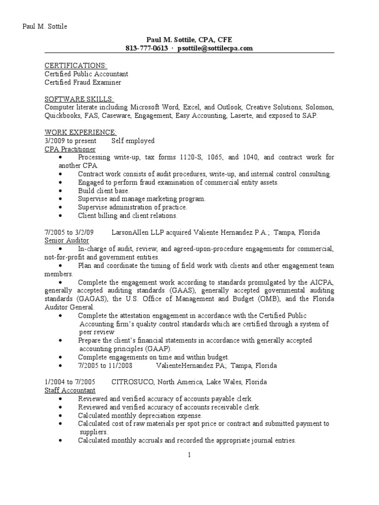 Paul's Resume Template 2010 | PDF | Certified Public Accountant ...