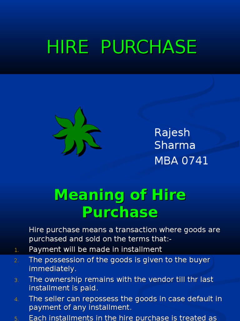 Hire Purchase | PDF | Personal Finance | Law And Economics
