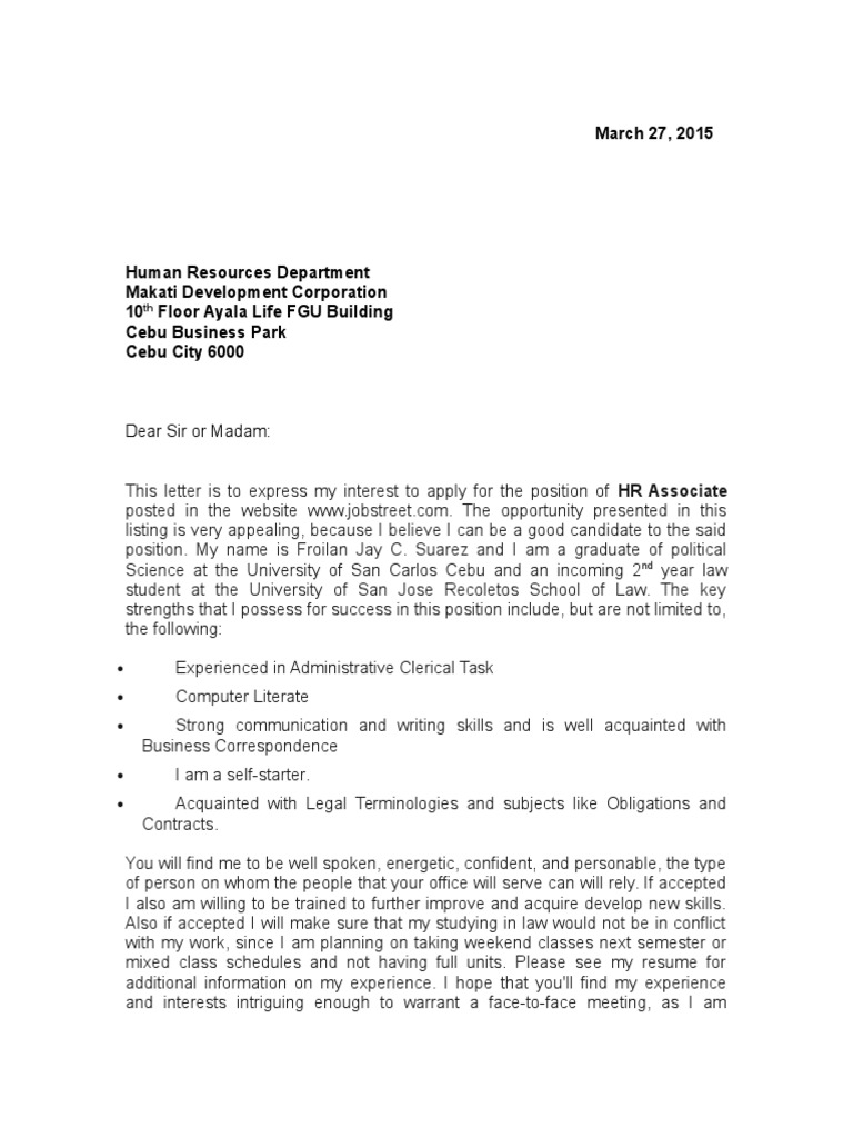 Application Letter (MDC) | PDF