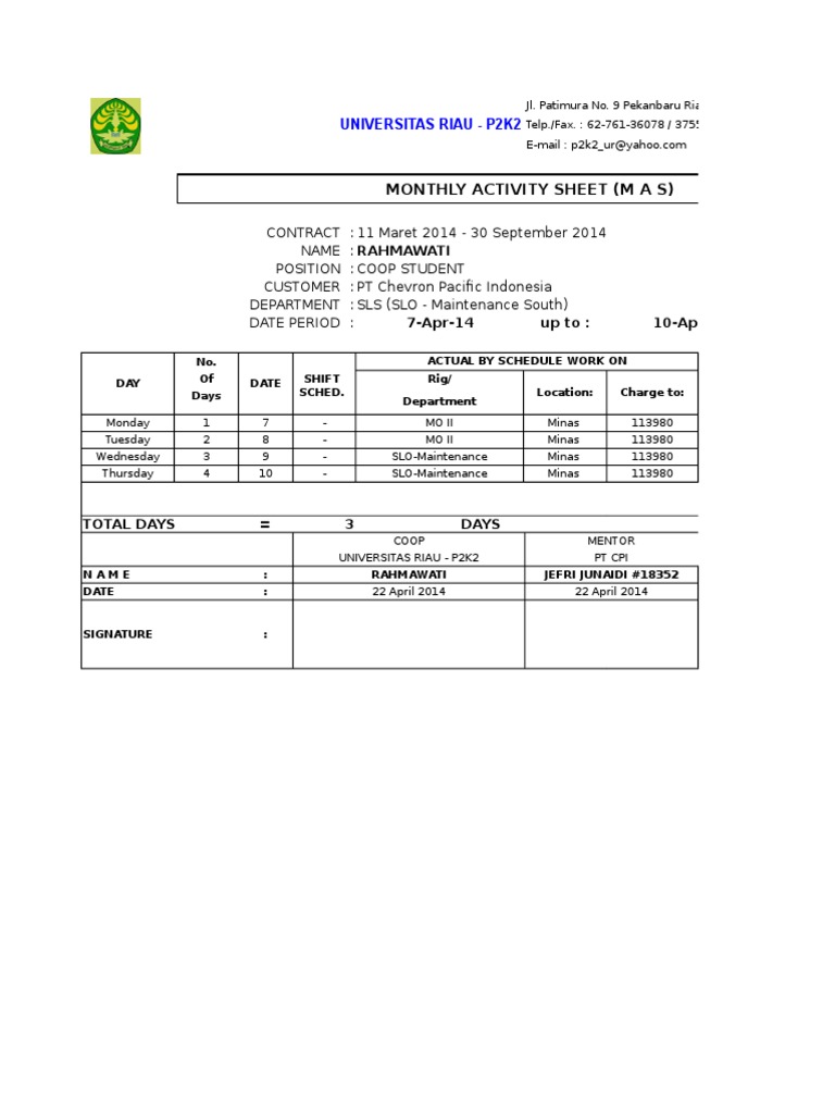 COOP Internship Timesheet | PDF | Business | Nature