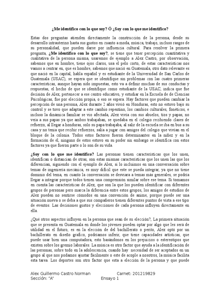 ¿Me Identifico Con Lo Que Soy? Ó ¿Soy Con Lo Que Me Identifico ...
