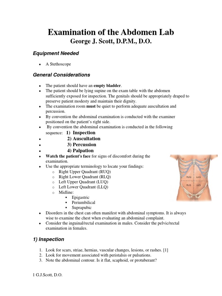 Comprehensive Abdominal Examination Guide | PDF | Abdomen | Diseases ...