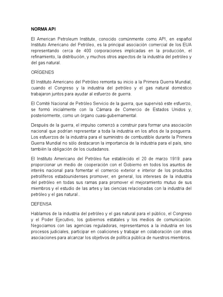 Norma Api | PDF | Industria petrolera | Petróleo