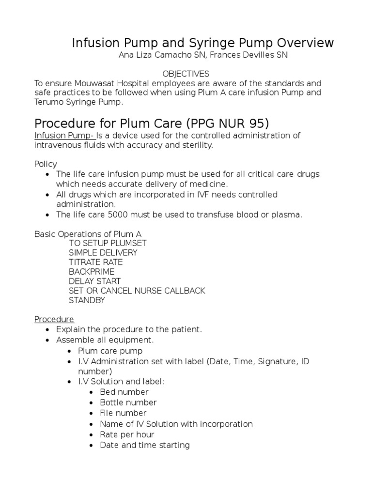 Infusion Pump & Syringe Pump Document | PDF | Intravenous Therapy | Syringe