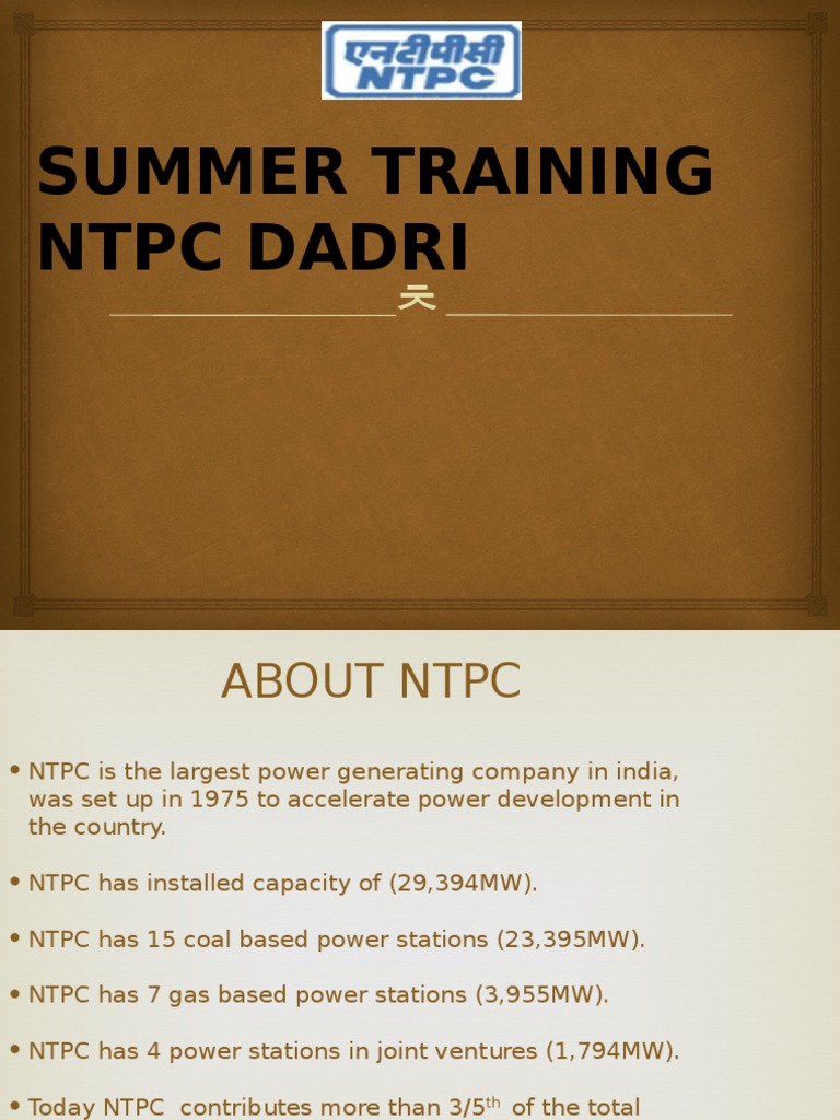 NTPC DADRI Training | PDF | Boiler | Steam