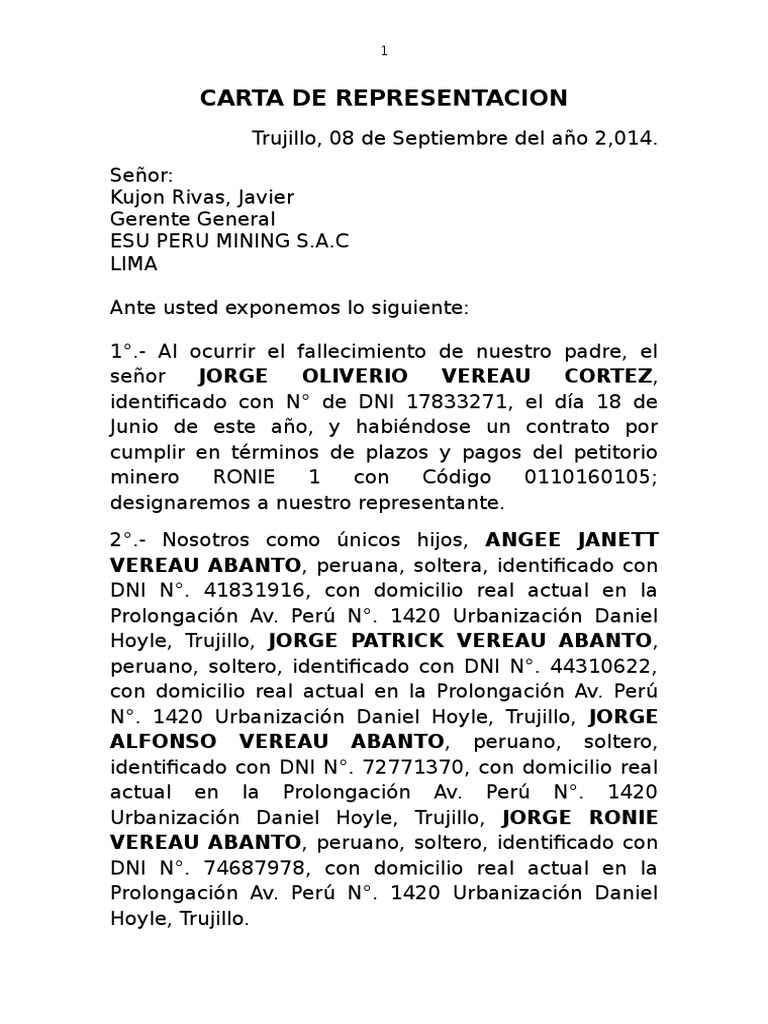 Carta de Representacion | PDF