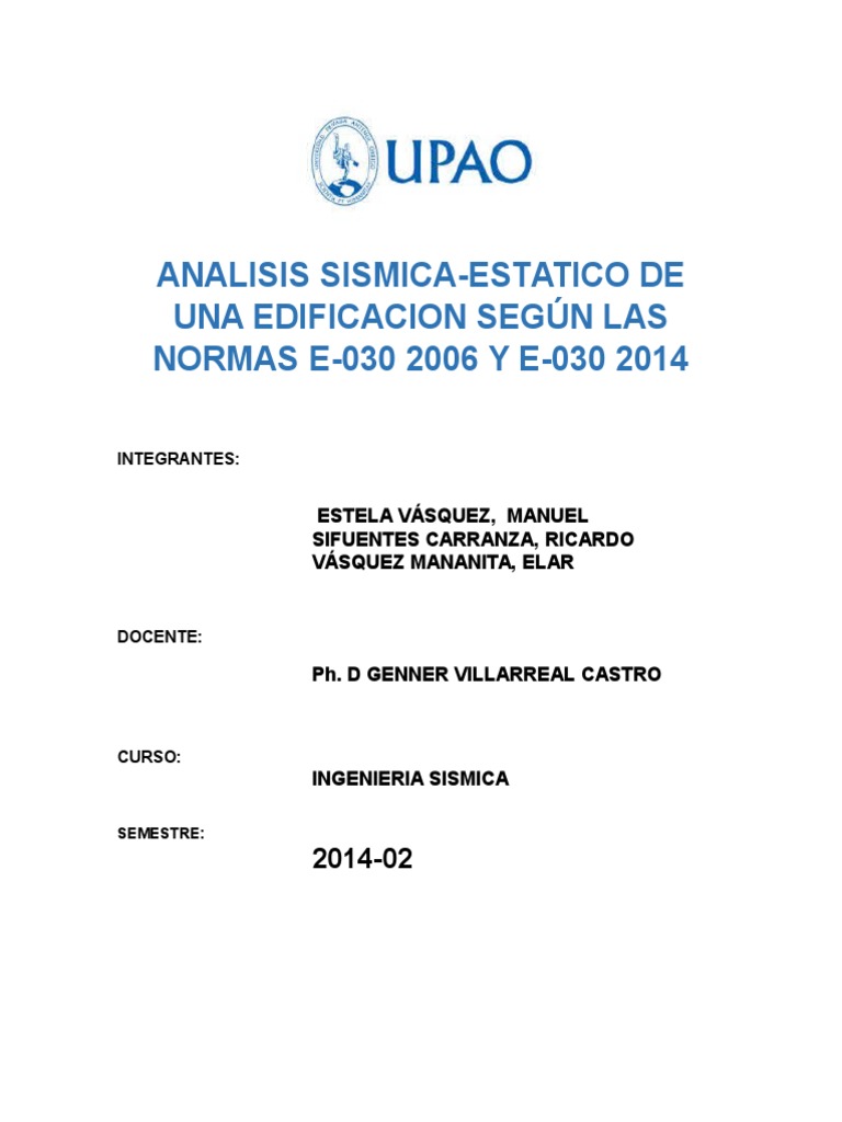 Análisis Sísmico Estático de Un Edificio Aporticado | PDF | Elementos arquitectónicos ...
