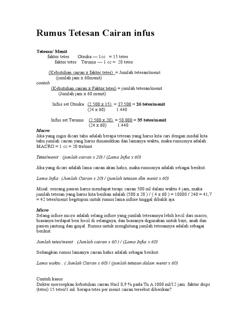 Rumus Tetesan Infus | PDF