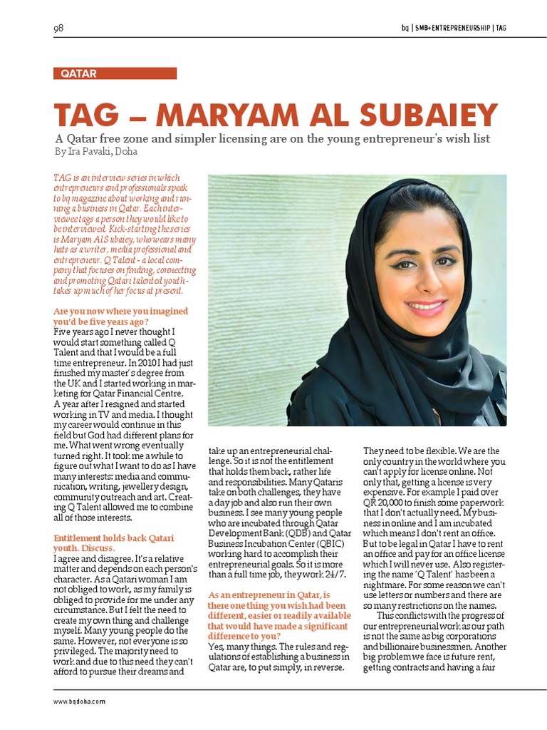 Maryam Al Subaiey: Qatari Entrepreneur Insights | PDF | Qatar | Oman