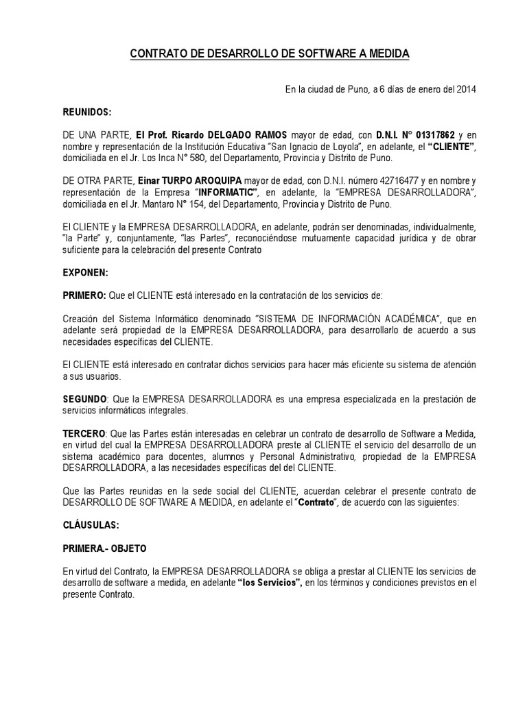 Contrato de Software A Medida | Internet | Ingeniería de software