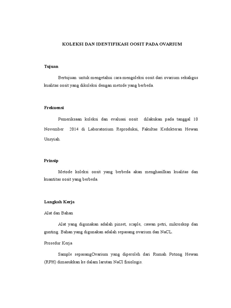 Koleksi Dan Identifikasi Oosit Ovarium | PDF | Kesehatan Holistik ...