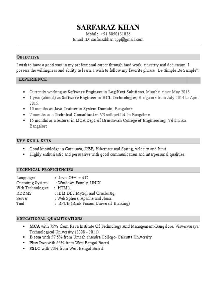 Engineer Resume Format | PDF | Oracle Database | Databases